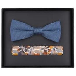 Fliege Venti "Venti Set aus Fliege und Einstecktuch gemustert", Herren, blau (mittelblau), 52% Polyester, 47% Baumwolle, 1% Elasthan, Fliegen