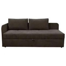 Schlafsofa Alina "Marla", braun (dunkelbraun xbo 4), B:205cm H:73cm T:95cm, Struktur fein XBO (100% Polyester), Sofas, Schlafsofa, inkl. Stauraum & 2 R&uuml;ckenkissen, Armlehne wahlweise links oder rechts