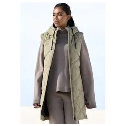 Steppweste ELBSAND, Damen, Gr. L/40, gr&uuml;n (khaki), Obermaterial: 100% Polyester. Futter: 100% Polyester. F&uuml;llung: 100% Polyester, unifarben, comfort fit knielang, Westen Steppweste, mit Kapuze