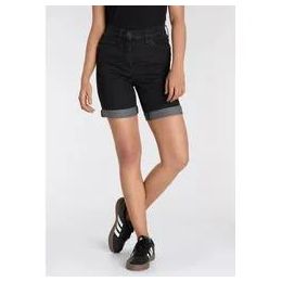 Jeansbermudas Arizona, Damen, Gr. 38, N-Gr, schwarz (schwarz overdy), Denim/Jeans, Obermaterial: 81% Baumwolle, 17% Polyester, 2% Elasthan, Basic, comfort fit kurz, Jeans, weite Passform, kurze Beinform, hohe Leibh&ouml;he