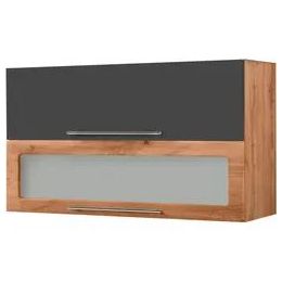 Klapph&auml;ngeschrank KOCHSTATION "KS-Wien", schwarz (anthrazit, wotaneiche, wotaneiche), B:100cm H:57cm T:34cm, Holzwerkstoff, Schr&auml;nke, Breite 100 cm