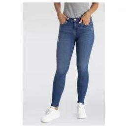 Skinny-fit-Jeans Only "ONLWOW &ndash; Skinny-Jeans mit Stretch f&uuml;r schlanke Silhouette", Damen, Gr. S (36), L&auml;nge 32, blau (medium blau denim), Denim/Jeans, Obermaterial: 64% Baumwolle, 31% Polyester, 3% Viskose, 2% Elasthan, unifarben, skinny fit lang, Jeans, Denim, skinny fit, destroyed Effekte