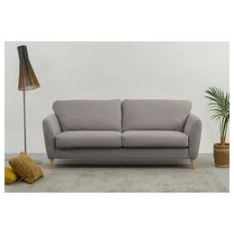 3-Sitzer Home Affaire "MARSEILLE 3er Sofa 206 cm, Cord, Flachgewebe, Struktur, Webstoff", grau (cloud grau), B:206cm H:88cm T:90cm, 100% Polyester, Sofas, Massivholzbeine Eiche, Landhausstil, Wellenunterfederung