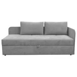 Schlafsofa Alina "Marla", grau (mittelgrau xbo 19), B:205cm H:73cm T:95cm, Struktur fein XBO (100% Polyester), Sofas, Schlafsofa, inkl. Stauraum & 2 R&uuml;ckenkissen, Armlehne wahlweise links oder rechts