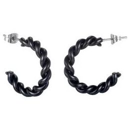 Paar Creolen Firetti "Schmuck Geschenk Edelstahl Ohrschmuck Ohrringe Twist Color", grau (schwarz, edelstahlfarben), Ohrringe, Damen, 25mm, Edelstahl
