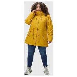 Wintermantel Ragwear "Monadis Rainy II Intl.", Damen, Gr. XXXL(46), gelb (hellgelb), Oberstoff: 100% Polyester. Futter: 100% Polyester. Wattierung: 100% Polyester, figurbetont Po-bedeckend, hoch geschlossener Ausschnitt, mit Knopf,verstellbar Rippstrickb&uuml;ndchen, M&auml;ntel Wintermantel, sportlicher, wasserdichter Parka f&uuml;r den Winter