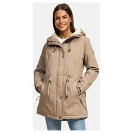 Winterjacke Navahoo "Ireliaa", Damen, Gr. S, grau (taupe grau), Obermaterial: 100% Baumwolle; Innenseite: 100% Polyester; Futter: 100% Polyester, Jacken Winterjacke, mit warmen Teddyfell