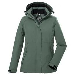 Outdoorjacke Killtec "KOW 37 WMN JCKT", Damen, Gr. 42, gr&uuml;n (seegr&uuml;n), Obermaterial: 100% Polyester;Futter: 100% Polyester;F&uuml;llung: 100% Polyester, Jacken Outdoorjacke, Wasserdichte Damen Funktionsjacke mit abnehmbarer Kapuze