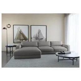 Ecksofa Home Affaire "Bloomfield, elegant, viel Platz, Mega Couch, Breite 303cm, L-Form", grau (granit grau), B:303cm H:84cm T:176cm, 100% Polyester, Sofas, Ecksofa, extra tiefe Sitzfl&auml;che, wahlweise mit Sitztiefenverstellung