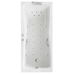 Whirlpool-Badewanne Ottofond "Atlanta", wei&szlig;, B:80cm L:180cm, Sanit&auml;racryl, Badewannen, 180x80 cm, inkl. 1 Nackenst&uuml;tze und 2 Griffe in silbermatt