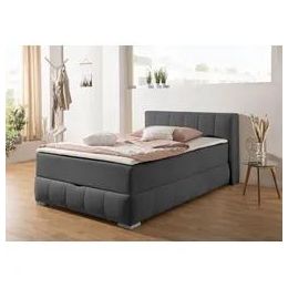 Boxbett Home Affaire "Chelles", grau (anthrazit), B:147cm L:225cm, Komplettbetten, inkl. Topper und Bettkasten