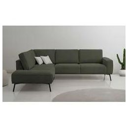 Ecksofa OTTO HOME "Vosby", gr&uuml;n (hunter), B:260cm H:85cm T:208cm, 90% polyester, 10% nylon, Sofas, Ecksofa, 260 cm, Chenille, mit dekorativer Kedernaht, Wellenunterfederung
