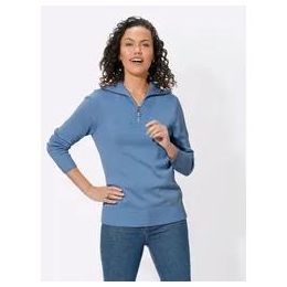 Troyer Casual Looks "Troyer-Pullover", Damen, Gr. 42, blau (himmelblau), 50% Baumwolle, 50% Polyacryl, unifarben, Pullover Troyer