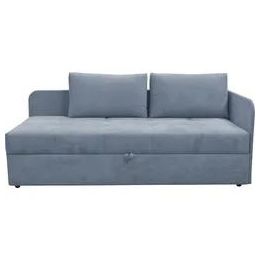 Schlafsofa Alina "Marla", blau (blaugrau xbo 26), B:205cm H:73cm T:95cm, Struktur fein XBO (100% Polyester), Sofas, Schlafsofa, inkl. Stauraum & 2 R&uuml;ckenkissen, Armlehne wahlweise links oder rechts