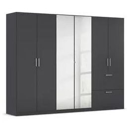Dreht&uuml;renschrank Rauch "Kleiderschrank Schrank Garderobe Schlafzimmerschrank PADUA", grau (graumetallic), B:271cm H:210cm T:54cm, Holzwerkstoff, Schr&auml;nke, Dreht&uuml;renschrank, voll aufgelegte Spiegelt&uuml;ren, zwei gro&szlig;e Schubladen MADE IN GERMANY