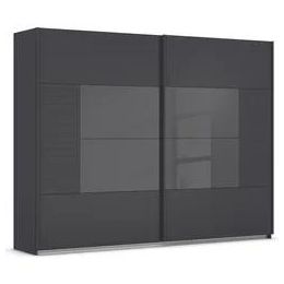 Schwebet&uuml;renschrank Rauch "Kleiderschrank Schrank Garderobe Schlafzimmerschrank RUGA", grau (graumetallic, glas basalt), B:270cm H:210cm T:62cm, Holzwerkstoff, Schr&auml;nke, Schwebet&uuml;renschrank, Auflagen in moderner Lamellen-Optik, mit Glasauflagen MADE IN GERMANY