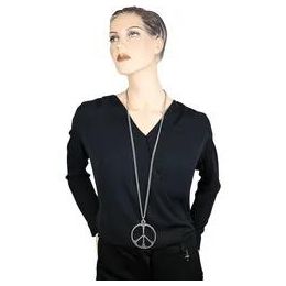 Lange Kette "Peace", Damen, Gr. onesize, Metall, silber (altsilber), Collezione Alessandro, Basic, Halsketten, mit XL Peace Anh&auml;nger