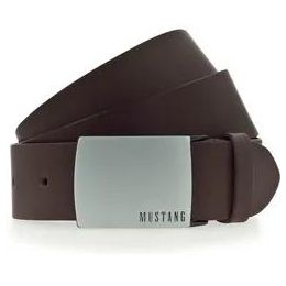 Koppelg&uuml;rtel Mustang "Randy", Herren, Gr. 105, braun (dunkelbraun), Rindsleder, unifarben, G&uuml;rtel Koppelg&uuml;rtel, Rindleder mit Pull-Up Effekt, Logo auf der Koppelschlie&szlig;e, 4 cm