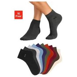 H.I.S. Kurzsocken H.I.S, Herren, Gr. 39-42, bunt (1x marine, 1x orange, 1x khaki, 1x plum, 1x beige, meliert, 1x jeans, meliert, 1x grau, meliert, 1x anthrazit, meliert, 1x braun, 1x schwarz), Baumwollmischung, unifarben, elastisch, Socken, mit farbigem Innenbund