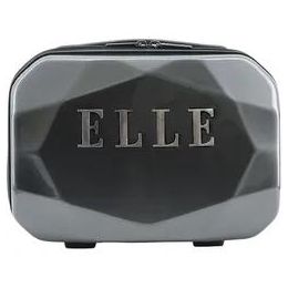Kosmetiktasche ELLE, Gr. B/H/T: 16,5cm x 25,5cm x 33cm, grau (anthrazit), Kunstfaser, bedruckt, Taschen Kosmetiktasche, mit vollst&auml;ndig gef&uuml;ttertem Innenraum