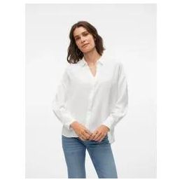 V&eacute;ro Moda Langarmbluse VERO MODA "VMMELANEY QUEENY LS SHIRT WVN NOOS", Damen, Gr. L, wei&szlig; (snow wei&szlig;), Web, Obermaterial: 100% Polyester, unifarben, loose fit Po-bedeckend, V-Ausschnitt, Blusen, Kunstfaser, loose fit