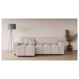 Ecksofa Home Affaire "FELICI, Schlafsofa 233cm, L-Form mit Recamiere beidseitig montierbar", beige, B:233cm H:88cm T:142cm, 100% Polyester, Sofas, Ecksofa, Designsofa mit Bettfunktion und Bettkasten, Ma&szlig;e B/T/H: 233/142/88 cm