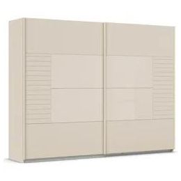 Schwebet&uuml;renschrank Rauch "Kleiderschrank Schrank Garderobe Schlafzimmerschrank RUGA", beige (champagner, glas champagner), B:270cm H:210cm T:62cm, Holzwerkstoff, Schr&auml;nke, Schwebet&uuml;renschrank, Auflagen in moderner Lamellen-Optik, mit Glasauflagen MADE IN GERMANY