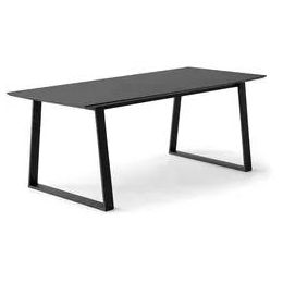 Esstisch HAMMEL FURNITURE "Meza Designtisch mit Auszugsfunktion und 2 Einlegeplatten", schwarz (schwarz, schwarz, schwarz), B:210cm H:74cm T:100cm, Tischplatte: Schwarzes nanobehandeltes Fenix-Laminat (schwarzer Rand), Gestell: Pulverbeschichtetes schwarzes Metall, RAL9005 matt. Mit nanobehandeltem Laminat, einer matten, seidigen Oberfl&auml;che, die Fingerabdr&uuml;cke abweist und langlebig und hygienisch 