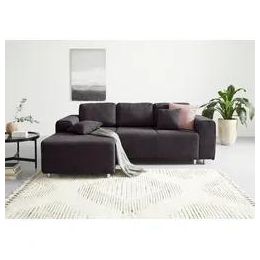 Ecksofa Home Affaire "Gy&ouml;r", grau (anthrazit), B:235cm H:88cm T:160cm, 100% Polyester, Sofas, Ecksofa, L-Form, wahlweise mit Bettfunktion und Bettkasten incl. 2 Zierkissen