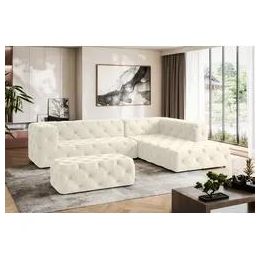 Ecksofa Home Affaire "FOLLINA", beige (creme), B:325cm H:71cm T:228cm, 100% Polyester, Sofas, Ecksofa, L-Form, mit klassischer Chesterfield-Knopfheftung