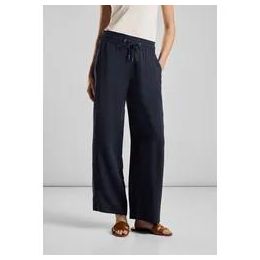 Culotte Street One, Damen, Gr. 34, L&auml;nge 30, blau (tiefblau), Stoff, 87% Modal, 13% Polyester, unifarben, loose fit lang, Hosen Culotte, mit Elastikbund