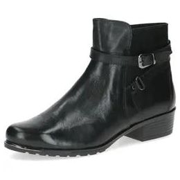 Stiefelette Caprice, Damen, Gr. 37,5, schwarz, Nappaleder, Schuhe Stiefelette, Blockabsatz, Boots mit Zierschnalle und Zierriemchen