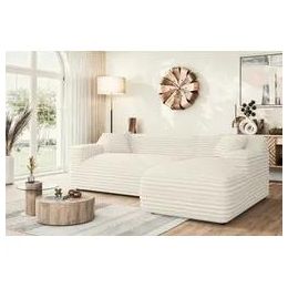 Ecksofa Home Affaire "LILLIANA Designsofa, L-Form mit Recamiere rechts/links bestellbar", beige (creme), B:256cm H:76cm T:160cm, 100% Polyester, Sofas, Ecksofa, L-Form mit Wellenunterfederung, Ma&szlig;e B/T/H: 256/160/76 cm