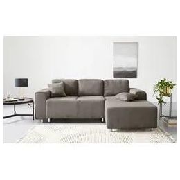 Ecksofa Home Affaire "Gy&ouml;r", grau (taupe), B:235cm H:88cm T:160cm, 100% Polyester, Sofas, Ecksofa, L-Form, wahlweise mit Bettfunktion und Bettkasten incl. 2 Zierkissen