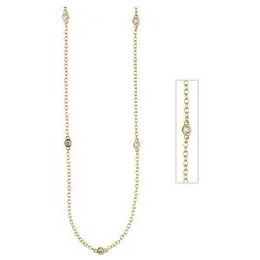 Collier Jobo, gold (goldfarben), Halsketten, Damen, Silber 925 (Sterlingsilber), L: 47, Collier, 925 Silber vergoldet mit Zirkonia 47 cm