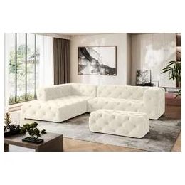 Ecksofa Home Affaire "FOLLINA", beige (creme), B:325cm H:71cm T:228cm, 100% Polyester, Sofas, Ecksofa, L-Form, mit klassischer Chesterfield-Knopfheftung
