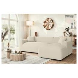 Ecksofa Home Affaire "LILLIANA Designsofa, L-Form mit Recamiere rechts/links bestellbar", beige (creme), B:256cm H:76cm T:160cm, 100% Polyester, Sofas, Ecksofa, L-Form mit Wellenunterfederung, Ma&szlig;e B/T/H: 256/160/76 cm