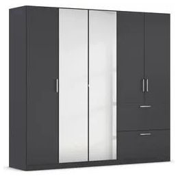 Dreht&uuml;renschrank Rauch "Kleiderschrank Schrank Garderobe Schlafzimmerschrank PADUA", grau (graumetallic), B:226cm H:210cm T:54cm, Holzwerkstoff, Schr&auml;nke, Dreht&uuml;renschrank, voll aufgelegte Spiegelt&uuml;ren, zwei gro&szlig;e Schubladen MADE IN GERMANY