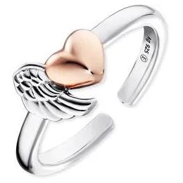 Fingerring Engelsrufer "Fl&uuml;gel & Herz Bicolor", rosa (silberfarben, ros&eacute;goldfarben), Fingerringe, Damen, 2,5 g, Silber 925 (Sterlingsilber), 8mm, Fingerring