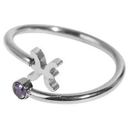 Fingerring Firetti "Schmuck Geschenk Damenring Sternzeichen", silber (silberfarben), Fingerringe, Damen, 5 g, Fische, Edelstahl, 1,2mm, Fingerring, Made in Germany - mit Zirkonia (synth.)