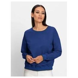 Sweatshirt Heine, Damen, Gr. 44, blau (royalblau), 100% Baumwolle, unifarben, Rundhals, Sweatshirts Sweatshirt