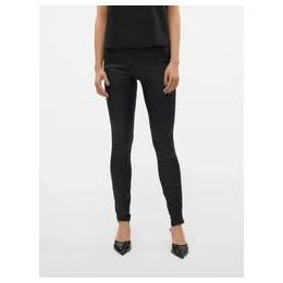 V&eacute;ro Moda Skinny-fit-Jeans VERO MODA "VMFLASH MR SKINNY COATED PANTS NOOS", Damen, Gr. M (38), L&auml;nge 34, schwarz, Denim/Jeans, Obermaterial: 52% Modal, 44% Polyester, 3% Viskose, 1% Elasthan, unifarben, skinny fit kn&ouml;chellang, Jeans, mit beschichteter Lederimitat Optik, skinny fit