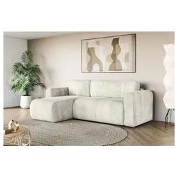 Ecksofa OTTO HOME "Zacharia wahlweise Schlafsofa mit Bettkasten, B/T/H 250/166/86 cm", wei&szlig;, B:250cm H:86cm T:166cm, 100% Polyester, Sofas, Ecksofa, L-Form mit Wellenunterfederung, Recamiere beidseitig montierbar
