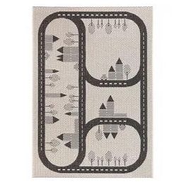 Kinderteppich "CABANE - Streets", schwarz, B:120cm H:3mm L:170cm, Polypropylen (PP), PRIMAFLOR-IDEEN IN TEXTIL, Teppiche, Kinderteppich, Flachgewebe, Stra&szlig;en-Spiel-Teppich, In- und Outdoor geeignet
