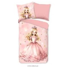 Kinderbettw&auml;sche Good Morning "Amelie", rosa, B/L: 135cm x 200cm, 1 Stk., 1 Stk., Renforc&eacute;, B/L: 80cm x 80cm, 2 Stk., Renforc&eacute;, Obermaterial: 100% Baumwolle, Bettw&auml;sche, Baumwolle, 135x200, Rei&szlig;verschluss, Wendeoptik, M&auml;dchen, Prinzessin