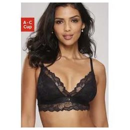 Bralette-BH Lascana, Damen, Gr. 70, Cup C, schwarz, Spitze, Obermaterial: 88% Polyamid, 12% Elasthan, BHs, aus edler Spitze mit h&uuml;bschem Unterbrustband in Satin-Optik, Dessous