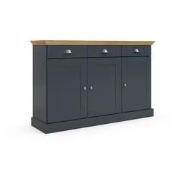 Sideboard OTTO HOME "Motala", grau (anthrazit, eiche), B:125cm H:80cm T:35cm, Spanplatte, Sideboards, Sideboard, Kommode, 3 Schubladen und 2 verstellbare Einlegeb&ouml;den, Breite 125 cm