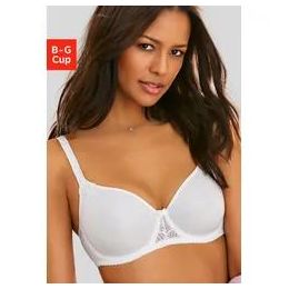 Minimizer-BH Lascana, Damen, Gr. 110, Cup B, wei&szlig;, Microtouch, Obermaterial: 83% Polyamid, 12% Elasthan, 5% Polyester, BHs Minimizer-BH, mit B&uuml;gel, mit h&uuml;bscher Stickerei an den Tr&auml;gern