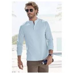 Henleyshirt John Devin "mit Stehkragen", Herren, Gr. 3XL (64/66), blau (hellblau), Piqu&eacute;, Obermaterial: 100% Baumwolle, unifarben, regular fit lang, Rundhals, abgesteppte Kante, Shirts, Regular-Fit, aus Baumwoll-Piqu&eacute;