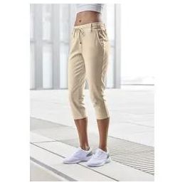 Caprileggings Lascana, Damen, Gr. 44, N-Gr, beige (sand), Obermaterial: 70% Viskose, 25% Polyamid, 5% Elasthan, unifarben, Basic kniebedeckend, Hosen, mit seitlichen Taschen, Loungewear, Topseller